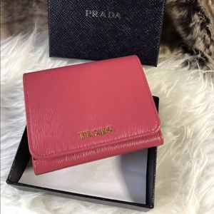 Prada | Bags | New Authentic Prada Ladies Trifold Wallet In Pink | Poshmark